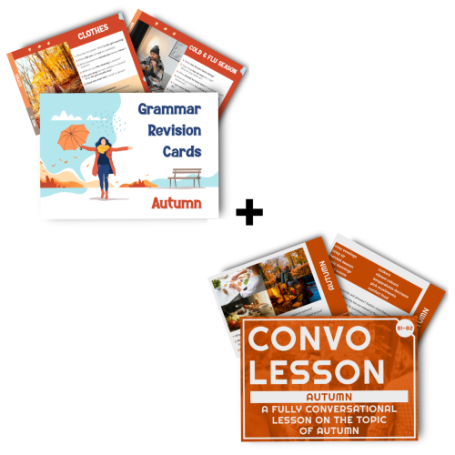 Autumn bundle - Grammar Revision Cards + Convo Lesson Twofold EFL
